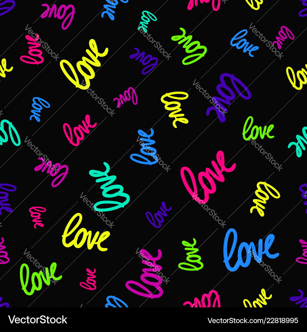 Pattern randomly scattered colorful love words Vector Image