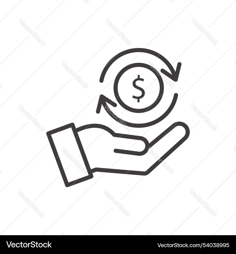 Return on investment stroke icon in black Vector Image