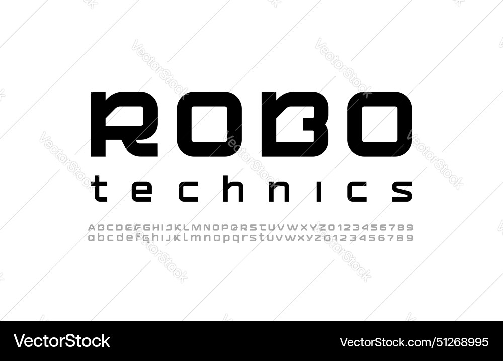 Technical future font digital cyber alphabet Vector Image