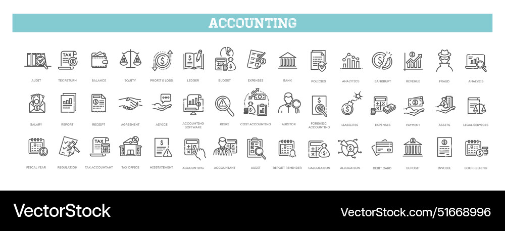 Accounting Audit Tax Icons Royalty Free Vector Image