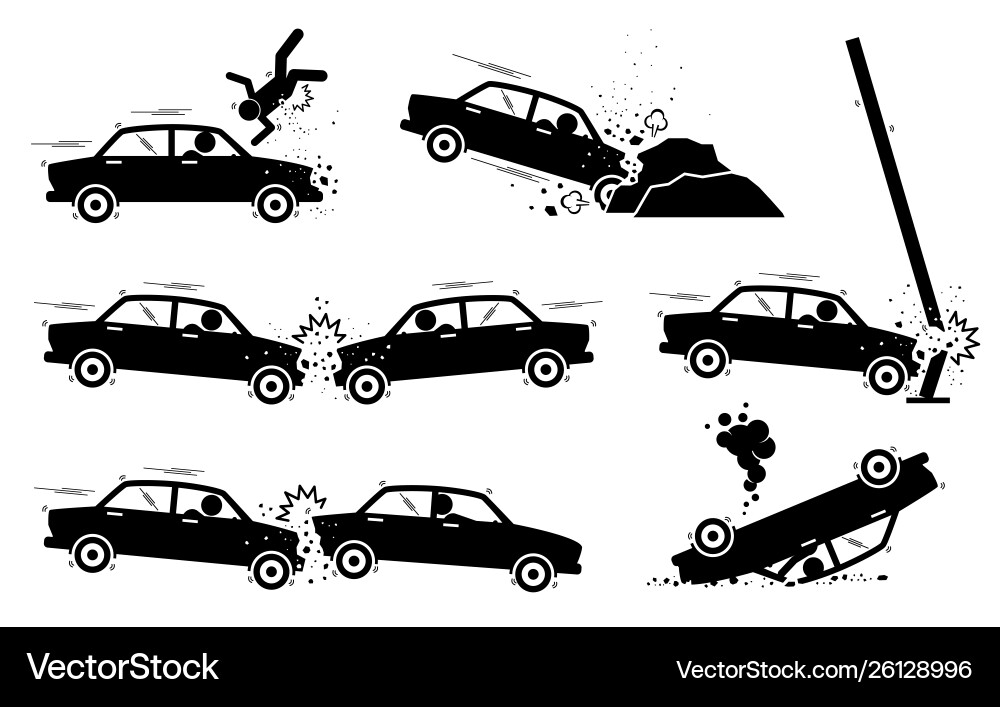 Car accident and crash depict a hit man Royalty Free Vector