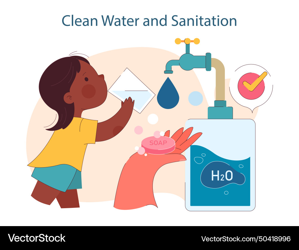 Clean water and sanitation ensuring access Vector Image