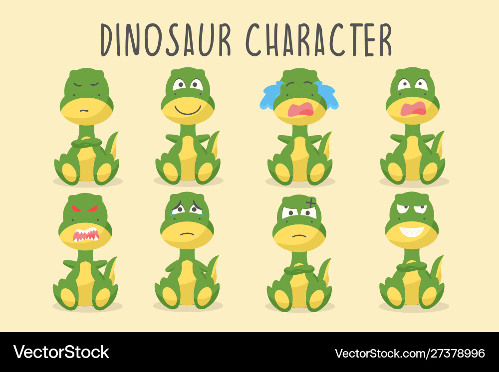 Dinosaur Character Emotions Royalty Free Vector Image