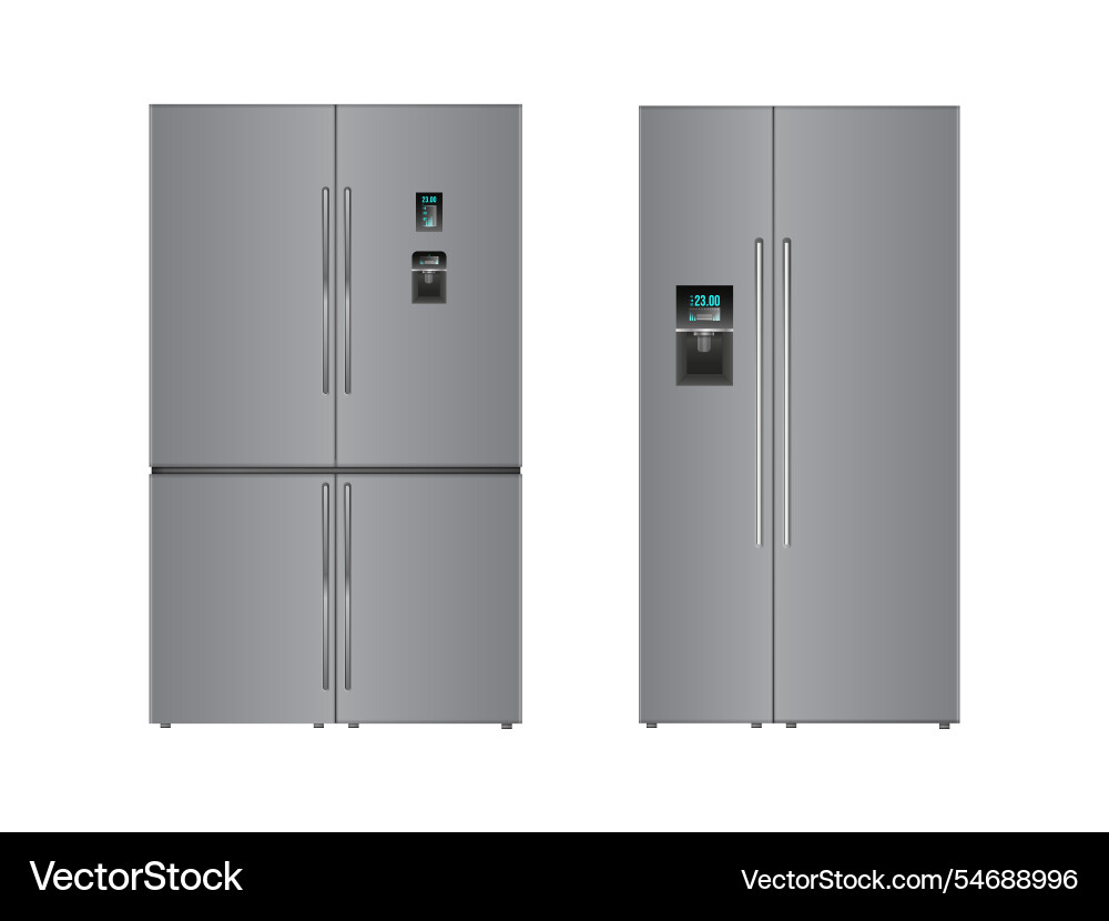 Double door refrigerator realistic fridge Vector Image