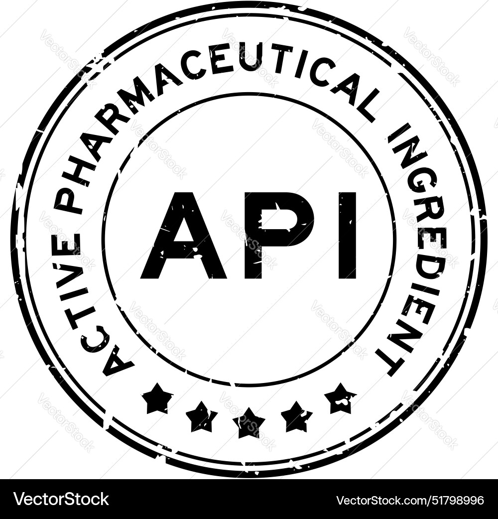 Grunge black api active pharmaceutical ingredient Vector Image