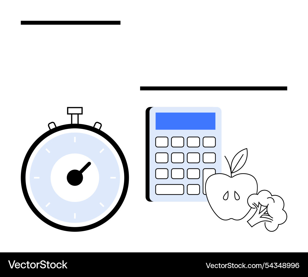 Healthy lifestyle elements stopwatch calculator Vector Image