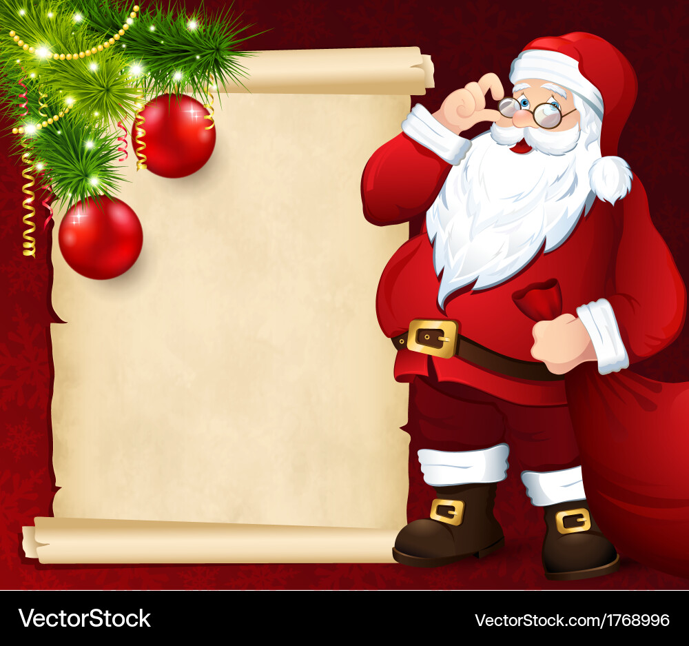 Santa claus with the card Royalty Free Vector Image