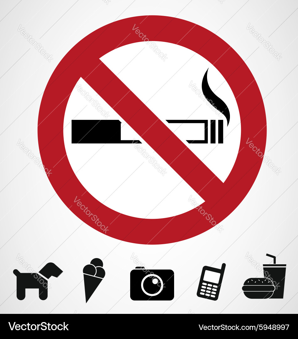 Ban Sign with Prohibition Icons Royalty Free Vector Image