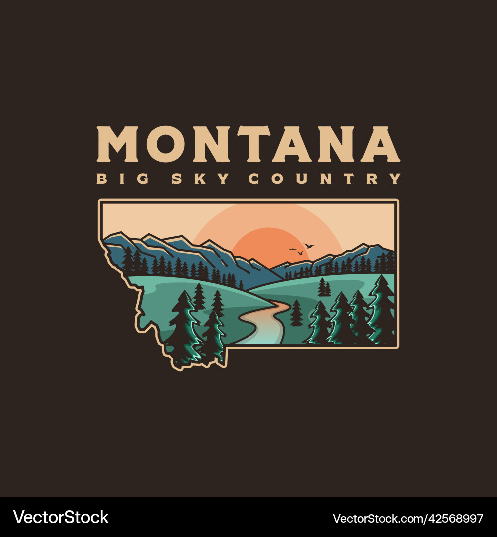 Beautiful montana state map logo design Royalty Free Vector