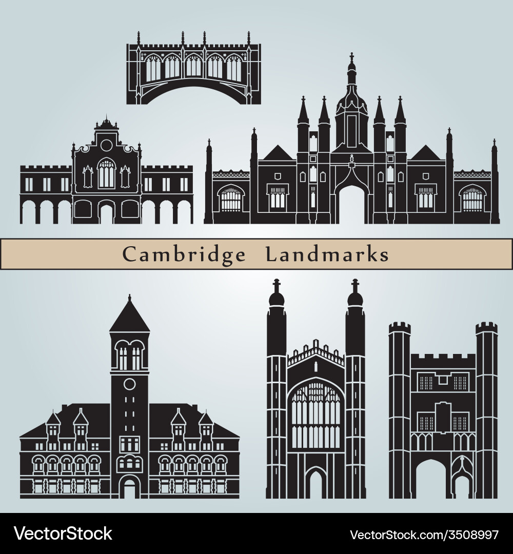 Cambridge Cityscape Landmarks Royalty Free Vector Image