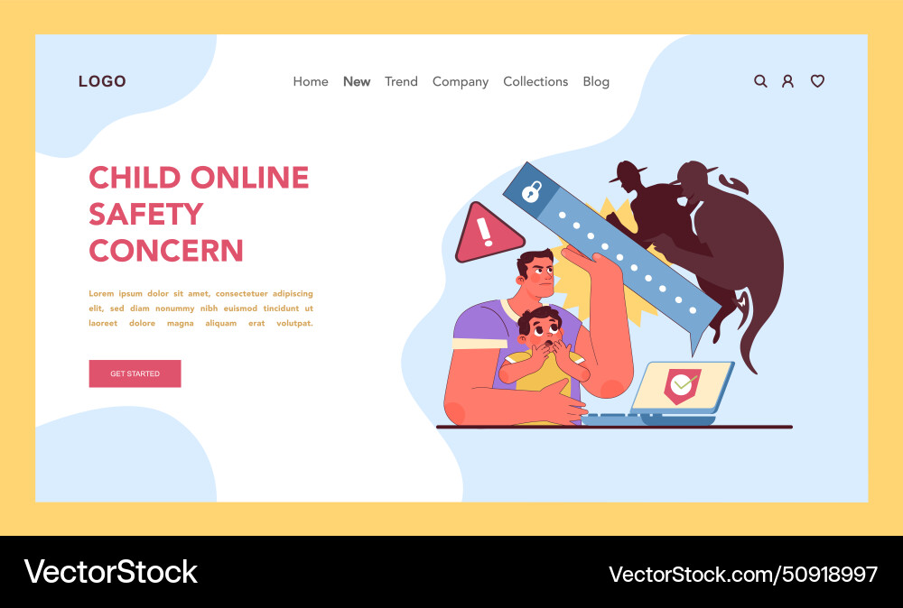 Child online safety concern concept Royalty Free Vector