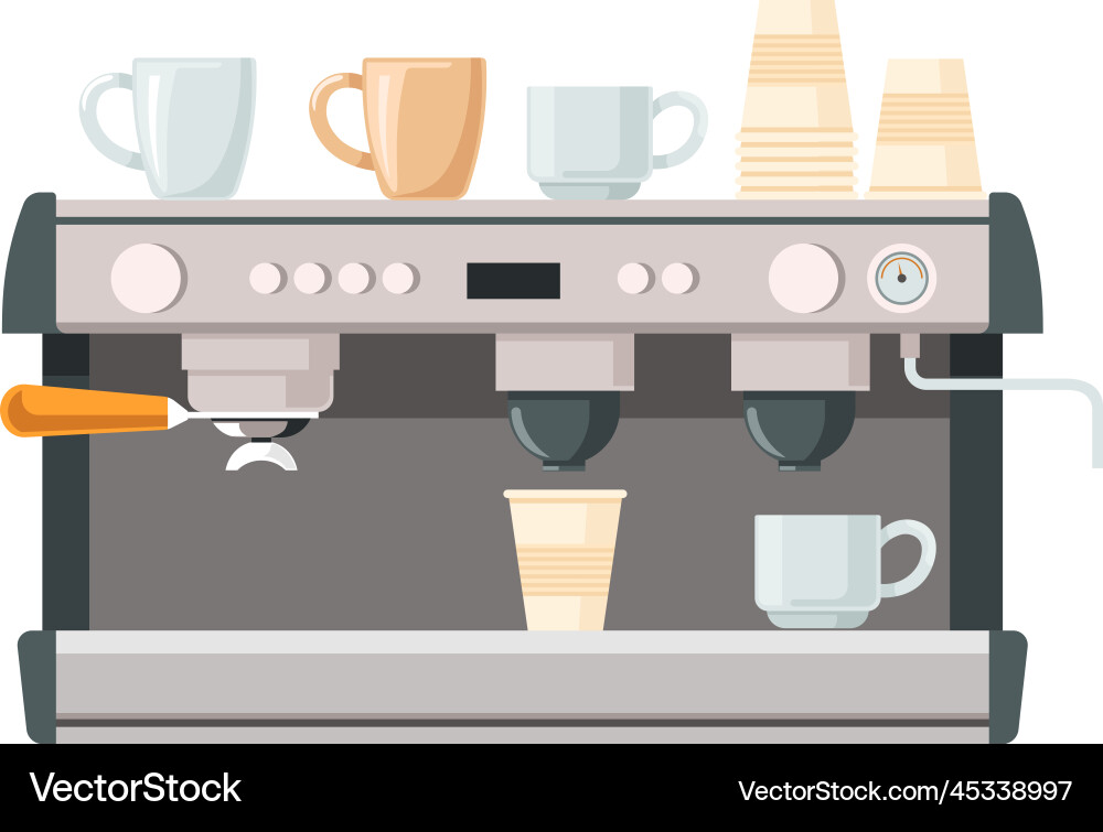 Coffee machine with cups cafe or shop equipment Vector Image