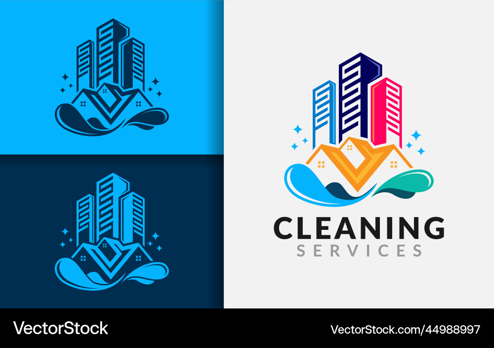 Creative cleaning service logo design with modern Vector Image