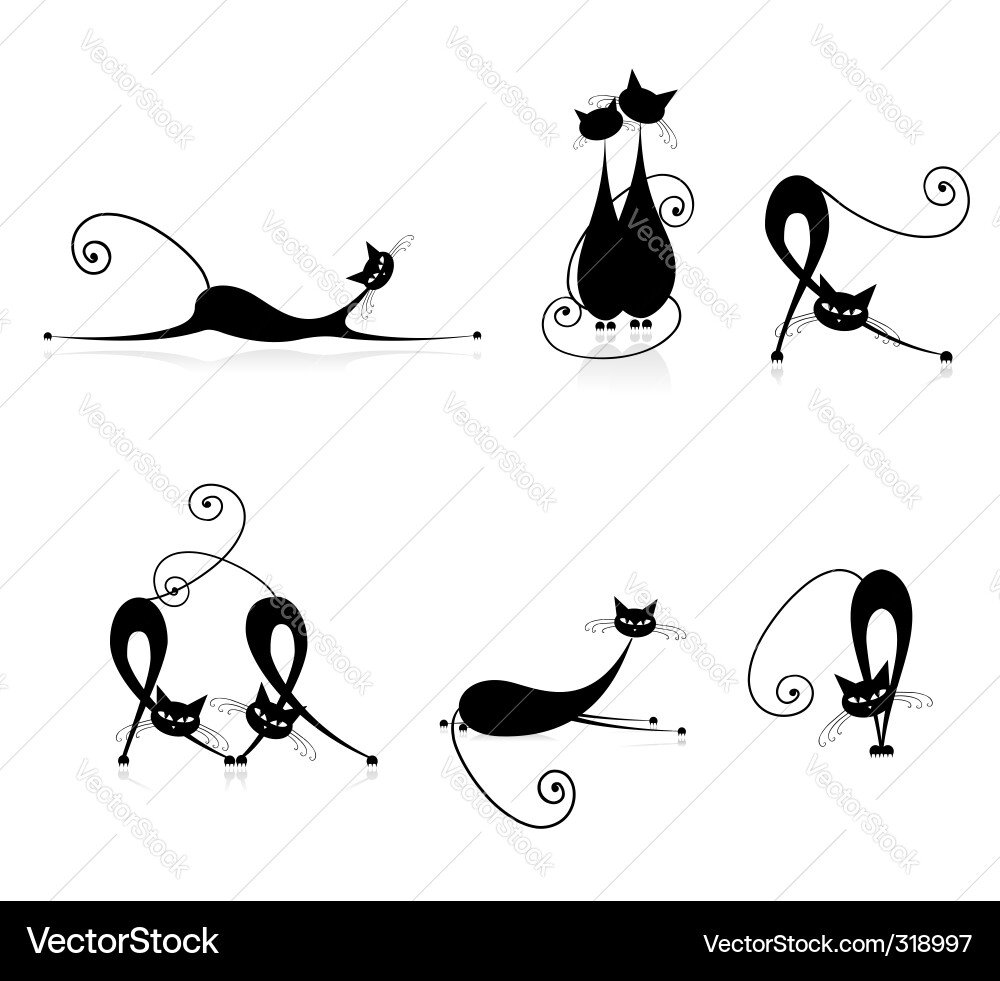 Elegant Black Cats Royalty Free Vector Image - VectorStock