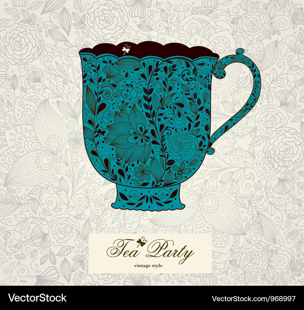 Fancy tea cups Royalty Free Vector Image - VectorStock