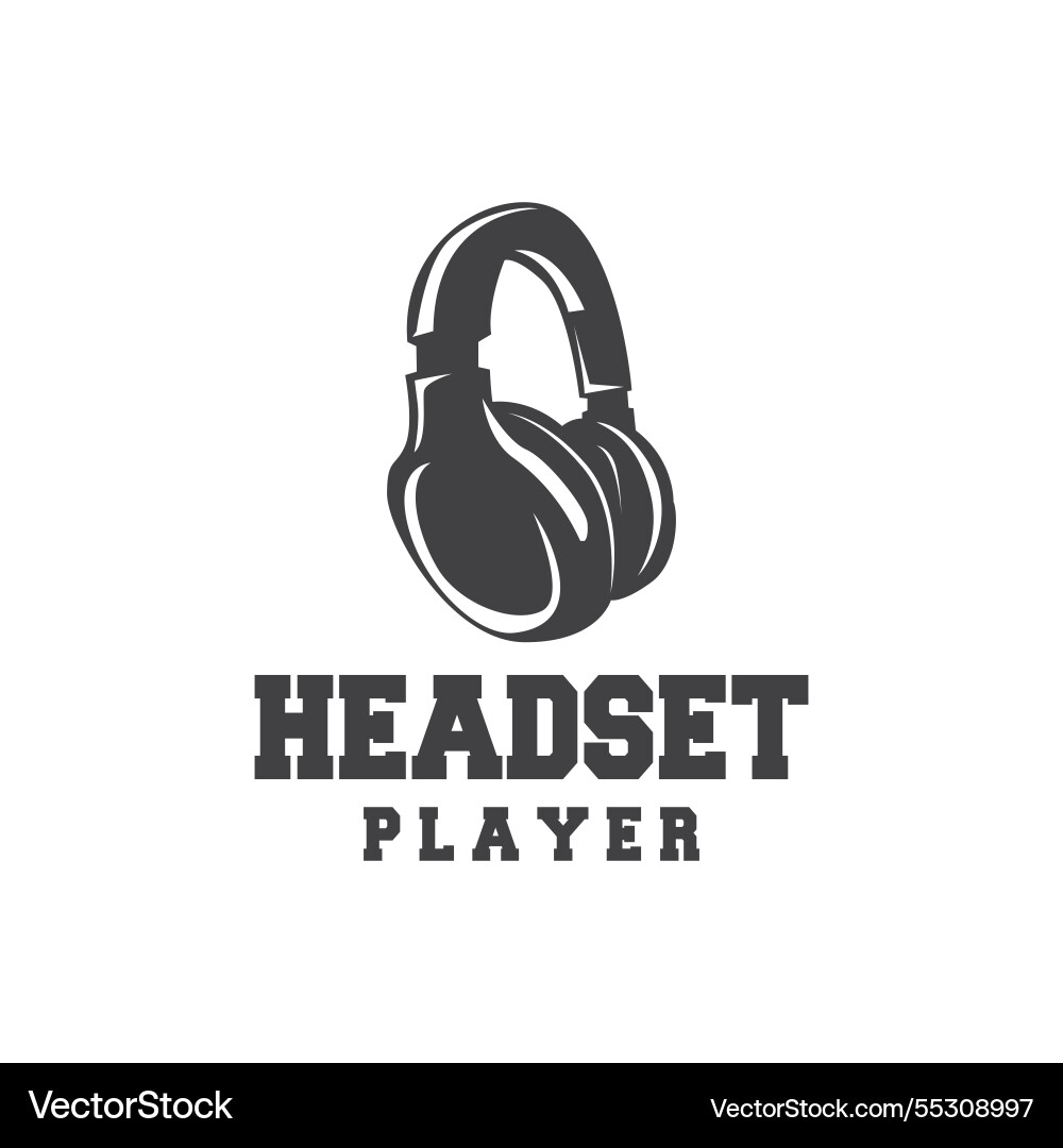Headset logo design simple gamer template Vector Image