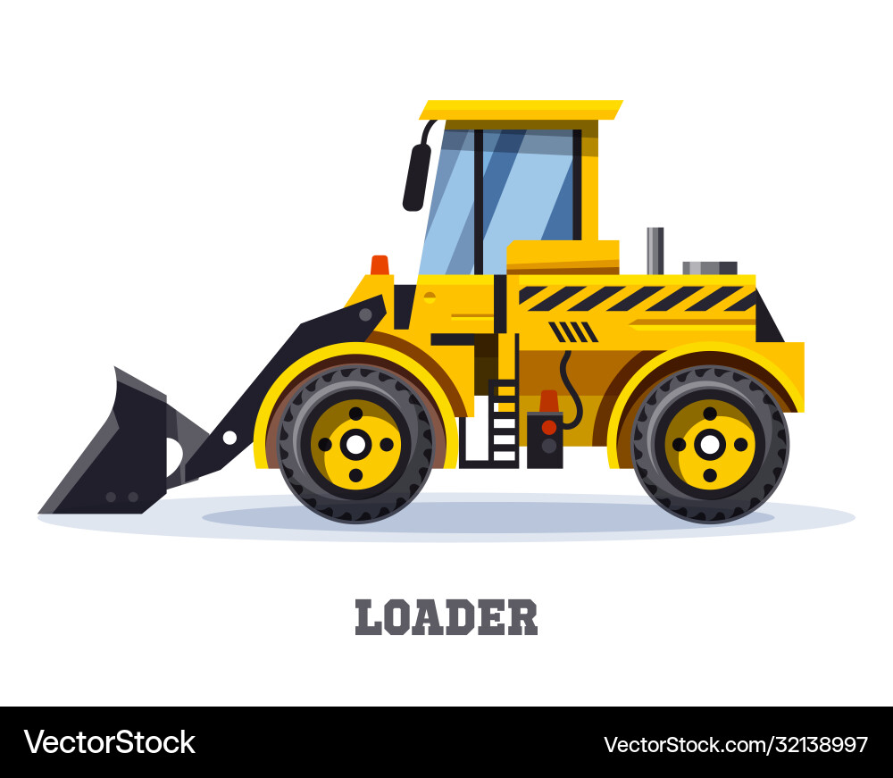 Loader truck or bulldozer tractor icon Royalty Free Vector