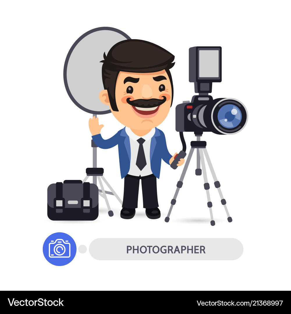 Photographer cartoon character with tools Vector Image