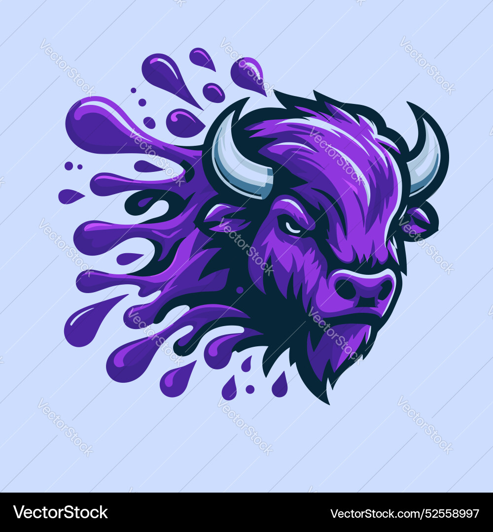 Purple design bison head 5 Royalty Free Vector Image