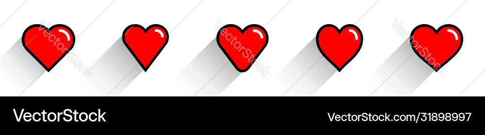 Red heart shape with contour stroke line Vector Image