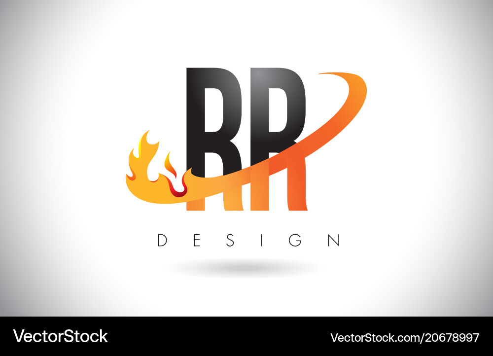 Rr r letter logo with fire flames design Vector Image