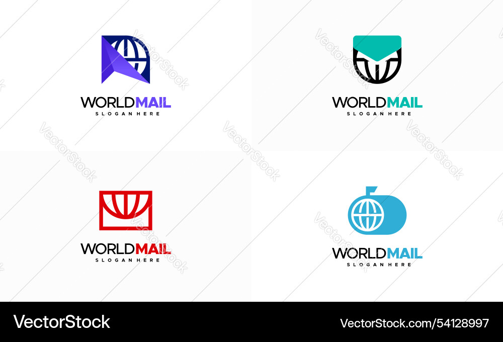 Set of world mail logo designs concept message Vector Image