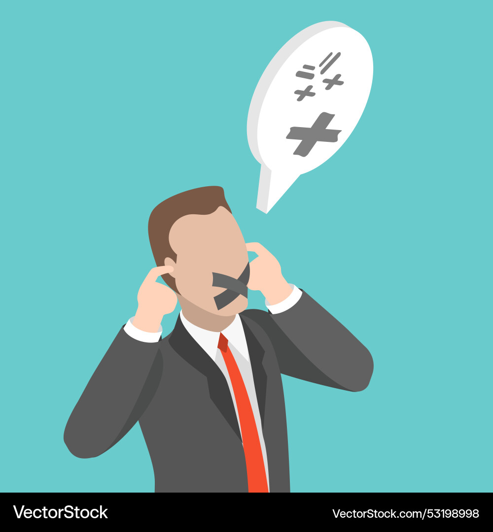 3d isometric flat of ignoring Royalty Free Vector Image