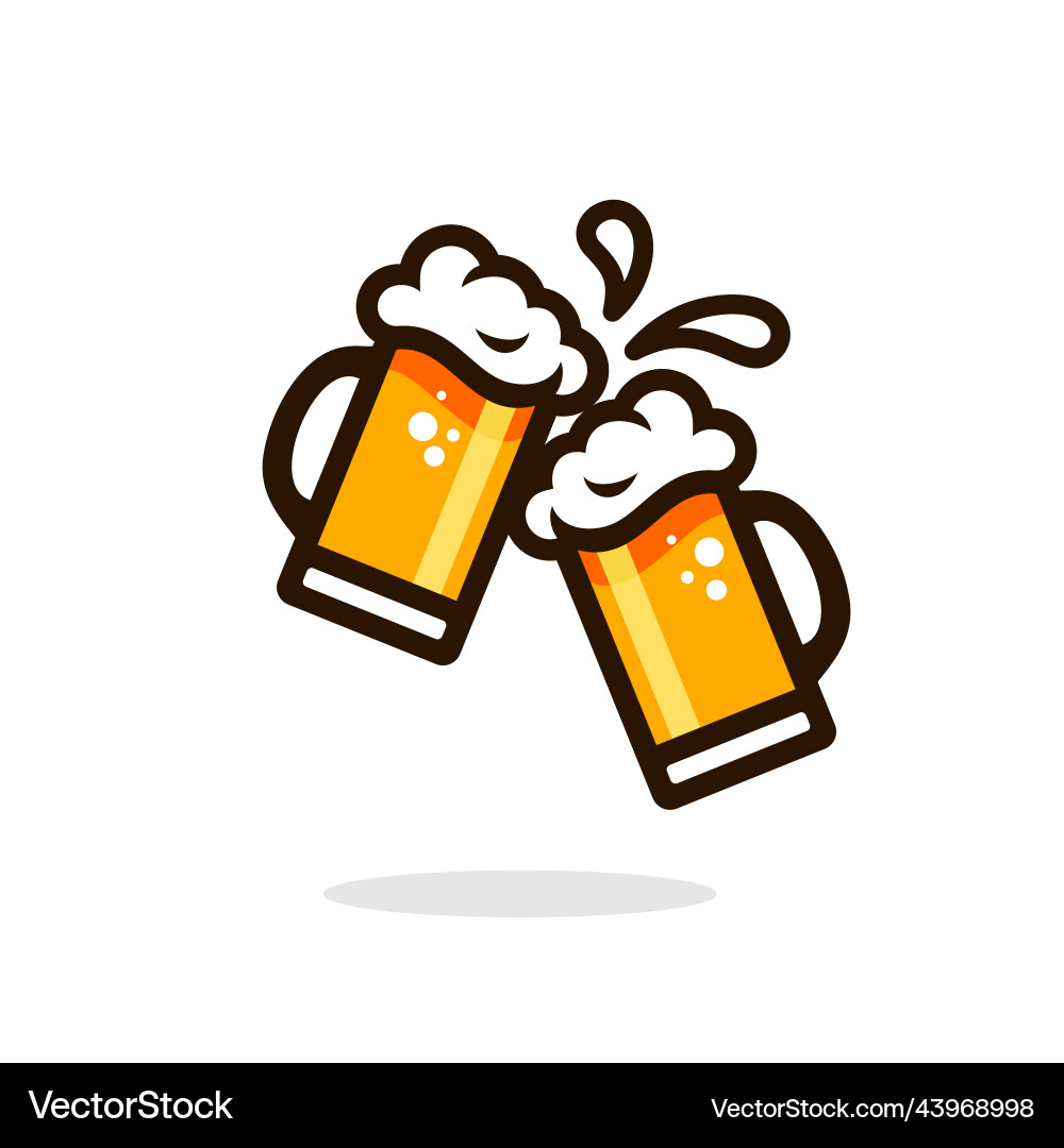 Beer cheers two toasting mugs Royalty Free Vector Image
