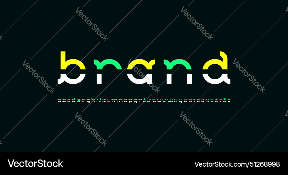 Design font rounded modern cut alphabet Royalty Free Vector