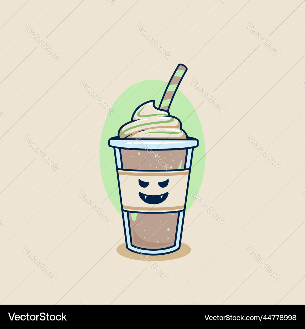 Evil poisonous chocolate milkshake in takeaway Vector Image