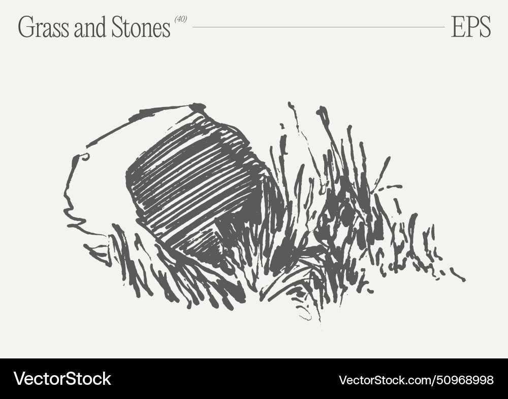 Hand drawn of grass and rocks sketch Royalty Free Vector