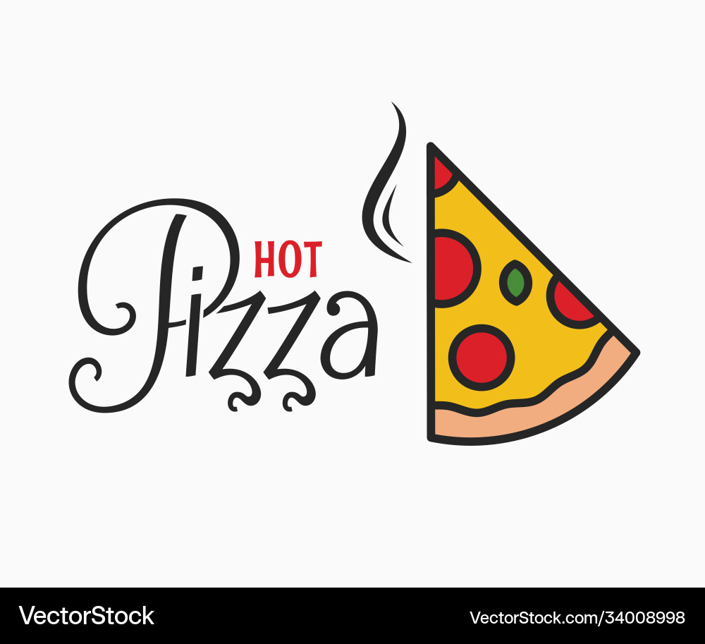 Hot pizza logo slice on white background Vector Image
