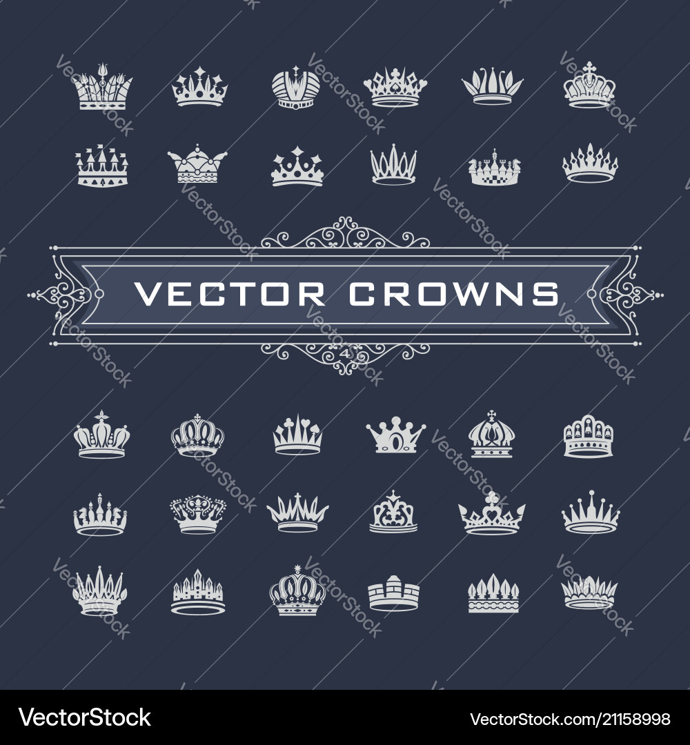 King and queen crowns symbols Royalty Free Vector Image