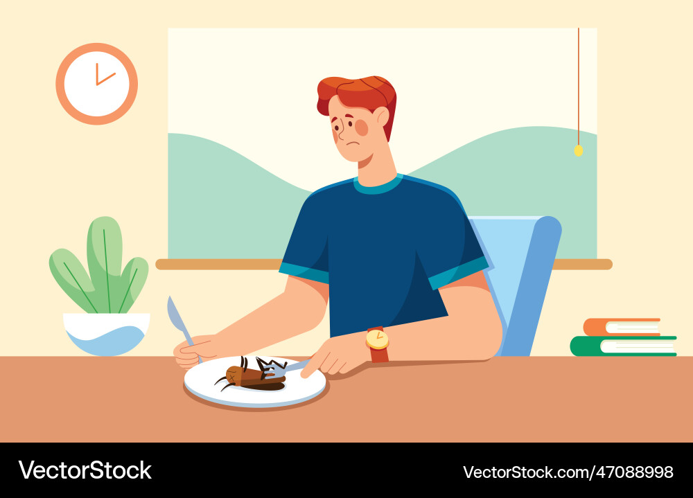 Man eating bugs Royalty Free Vector Image - VectorStock