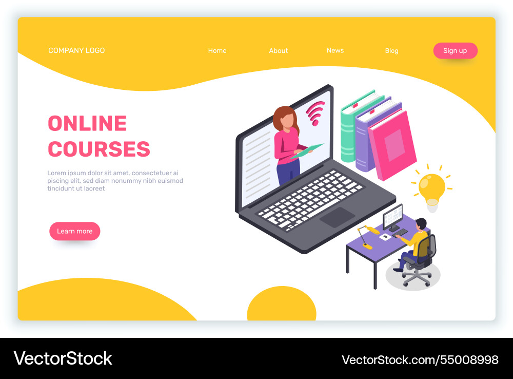 Online Education Isometric Concept Royalty Free Vector Image