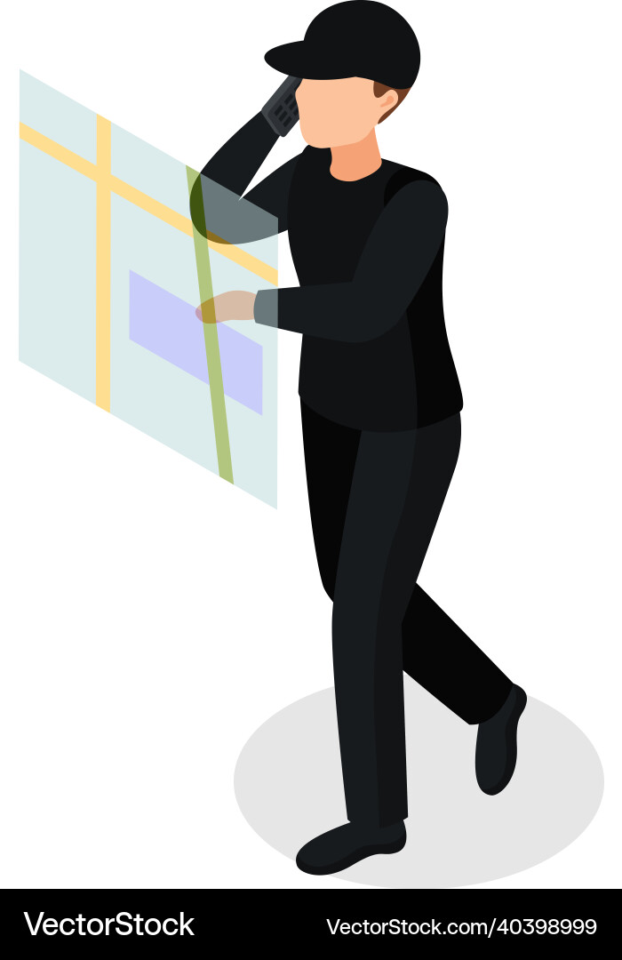 Agent checks map composition Royalty Free Vector Image