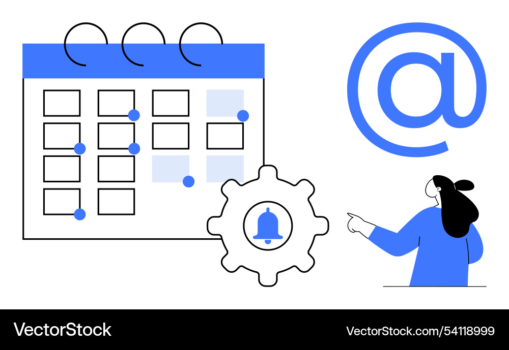 Calendar with notifications and email management Vector Image