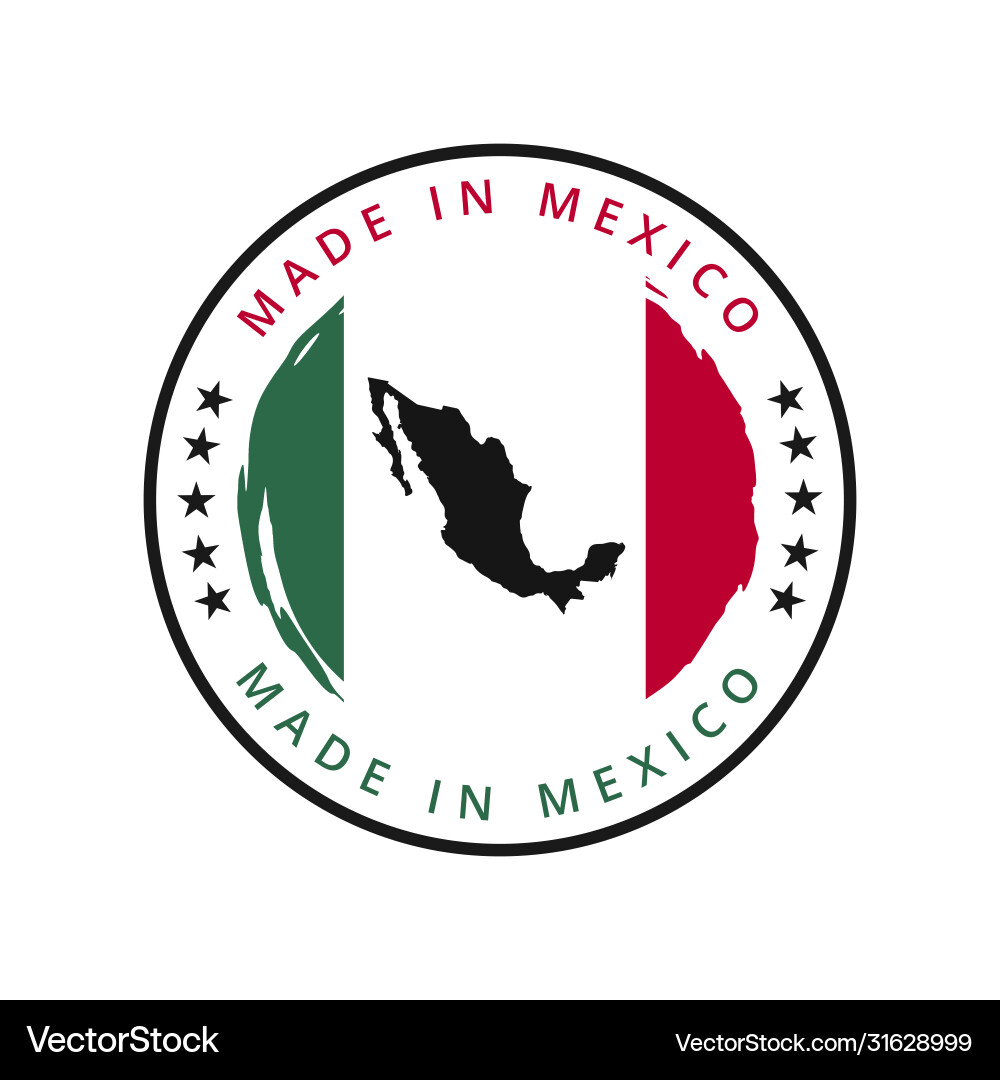 Made in mexico round label Royalty Free Vector Image