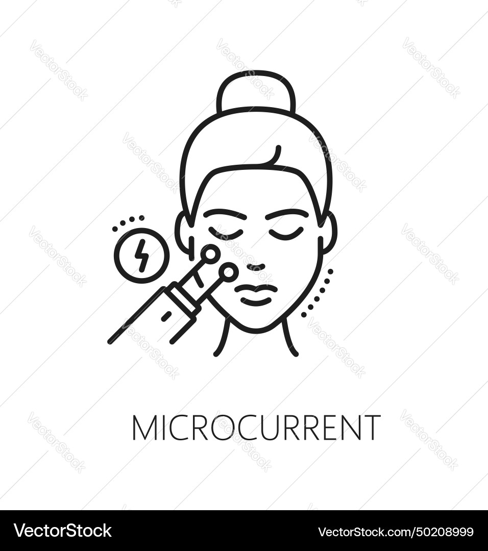 Microcurrent face care cosmetology linear icon Vector Image