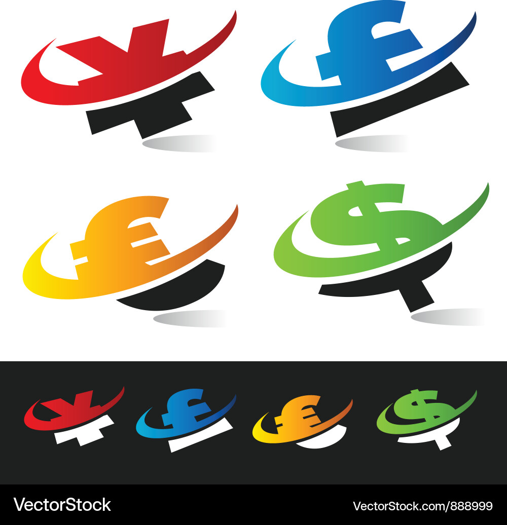 Swoosh currency logo symbols Royalty Free Vector Image