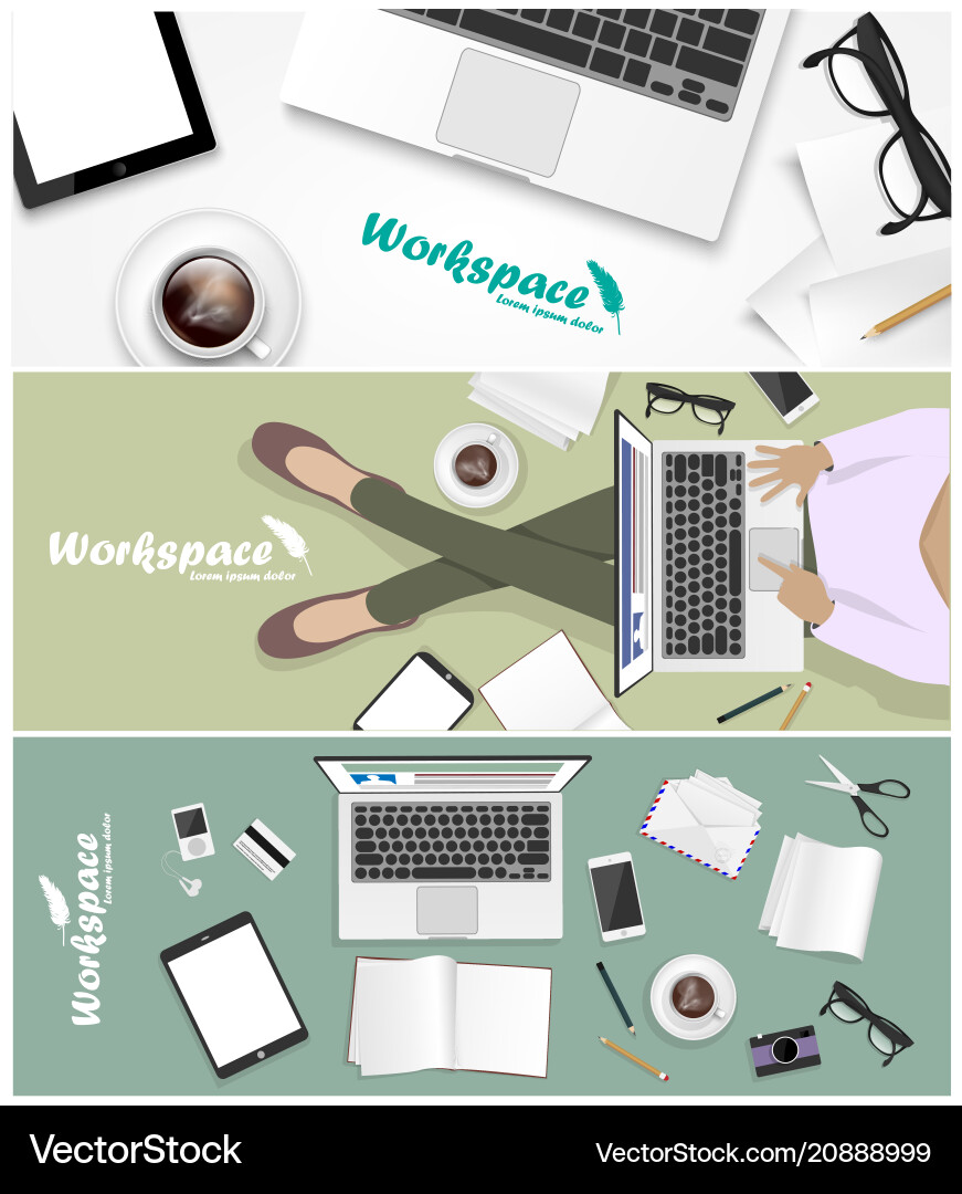 Workspace banner for facebook poster design Vector Image