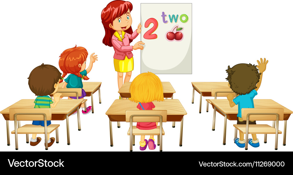 Children Learning in a Classroom Royalty Free Vector Image