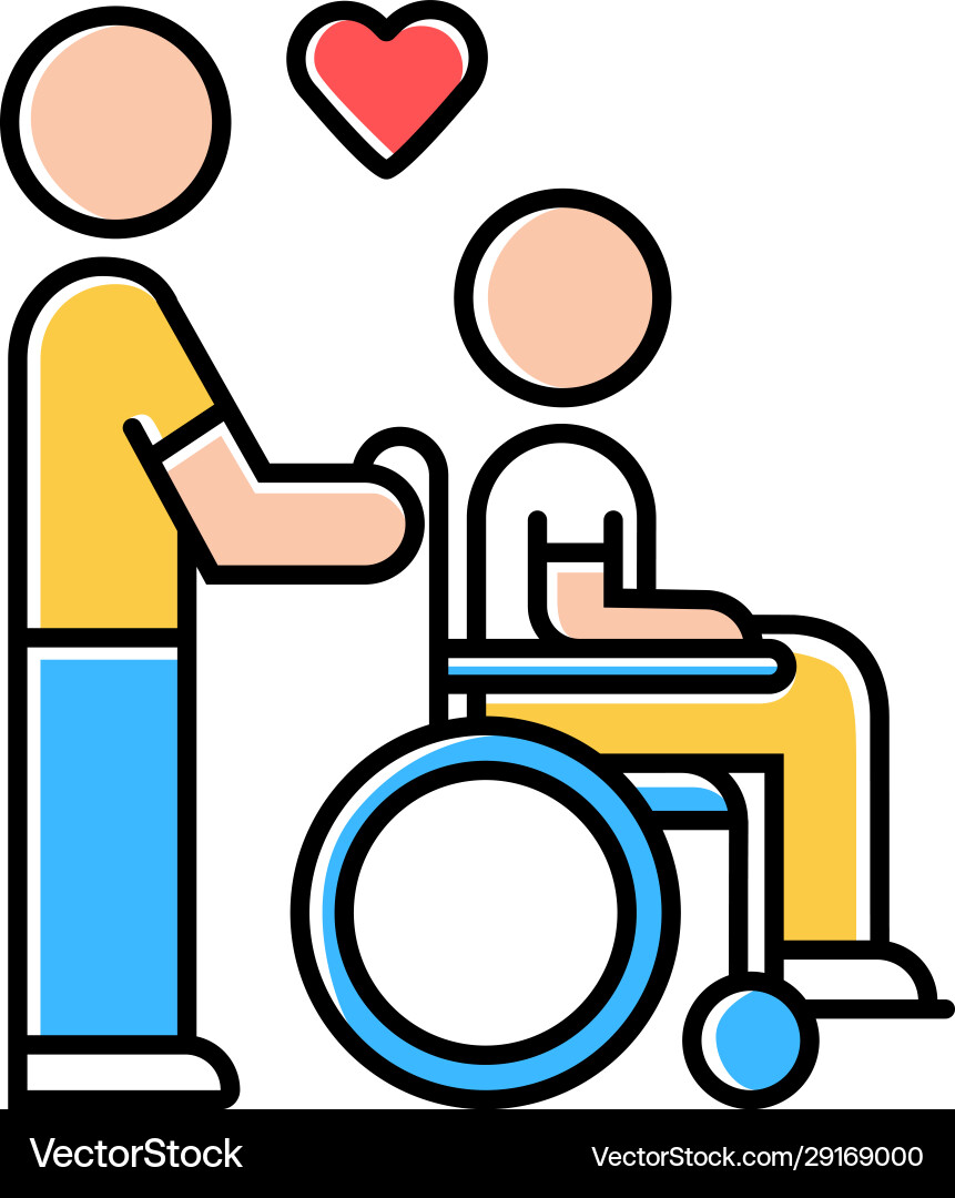 Disabled people help color icon volunteer Vector Image