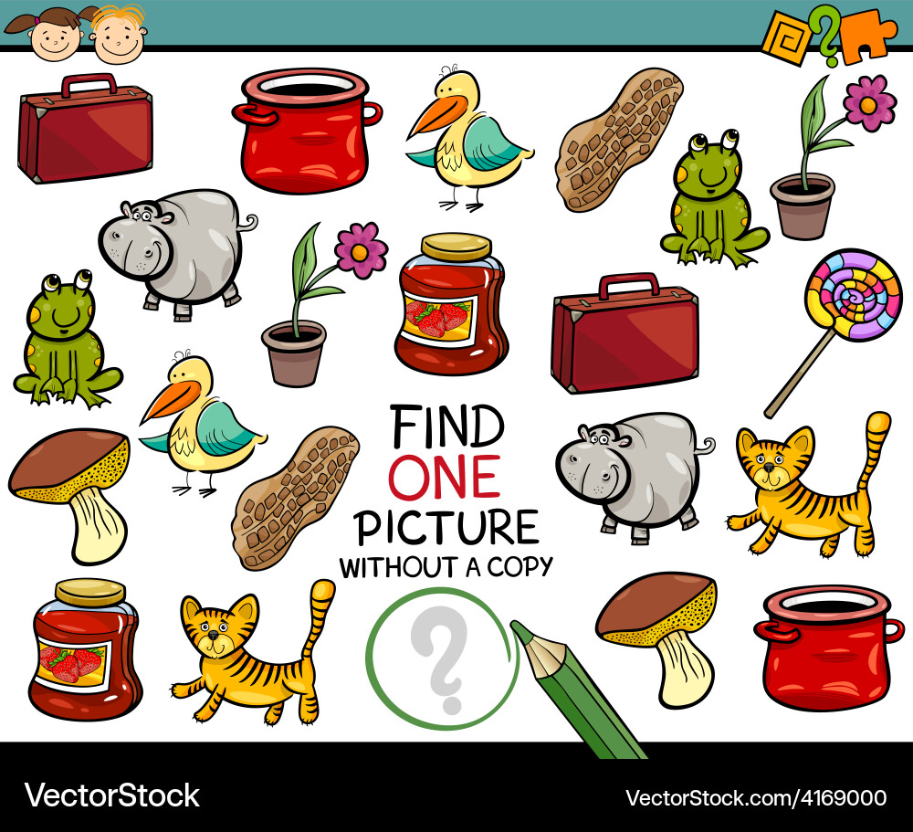 Find single picture game cartoon Royalty Free Vector Image