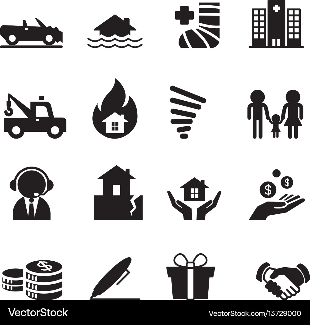 Insurance icons symbol set 2 Royalty Free Vector Image
