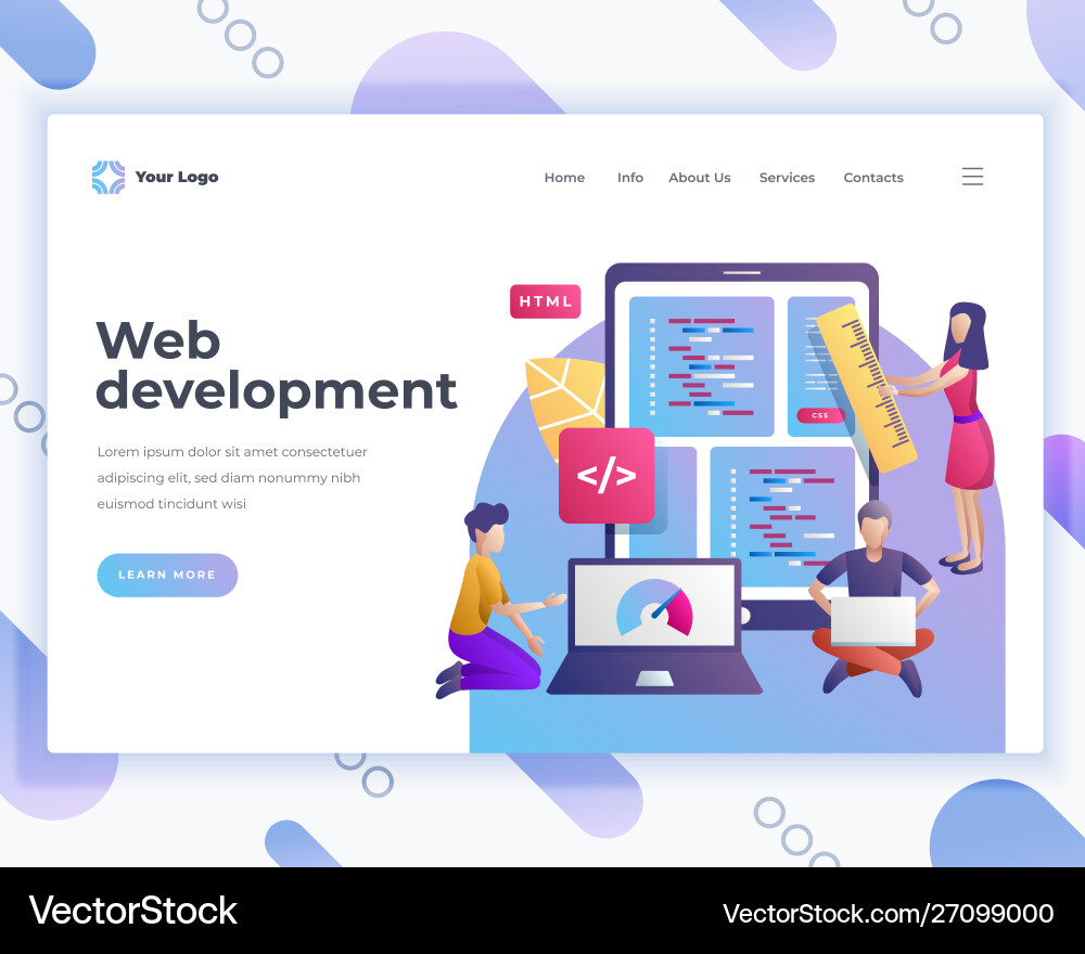 Landing page template web development concept Vector Image