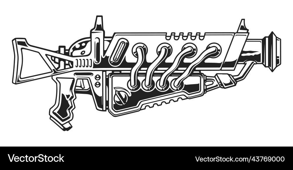 Martian weapon vintage monochrome label Royalty Free Vector