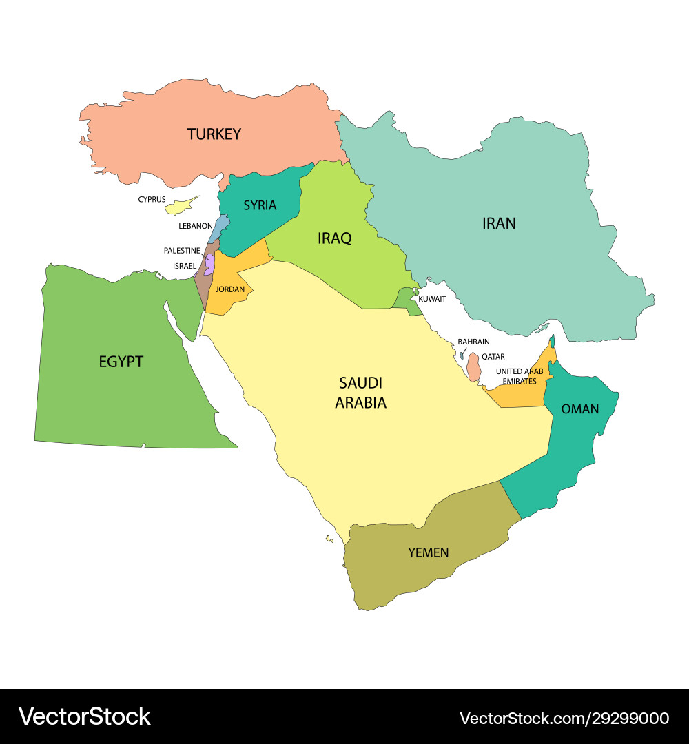 Middle East Country Map Royalty Free Vector Image