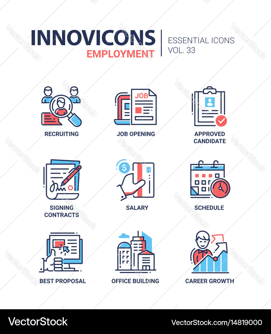 Modern Employment Line Icons Royalty Free Vector Image
