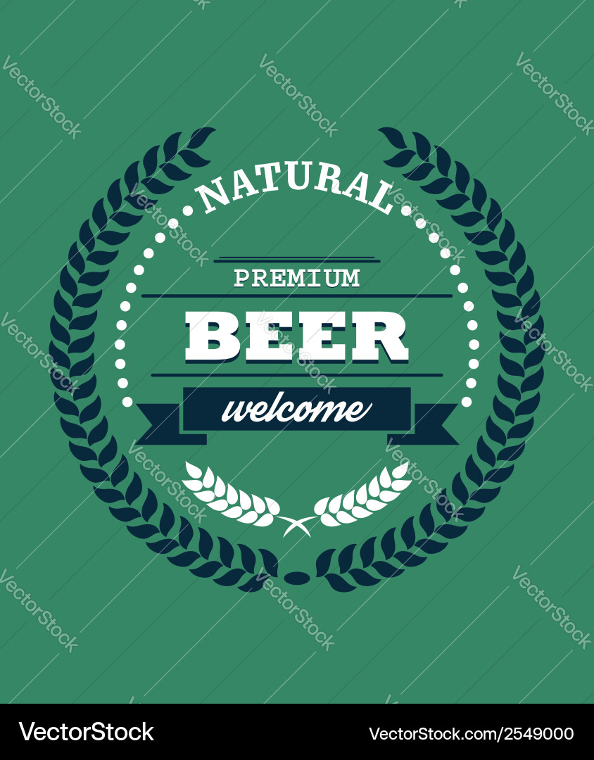 Natural premium beer label Royalty Free Vector Image